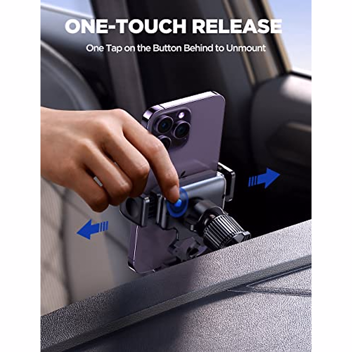 JOYROOM Mini Air Vent Phone Mount for Car, Hands Free Phone Holder with Telescopic Clamping & Folding Back, Car Mount for All iPhone Samsung & Other Smartphone
