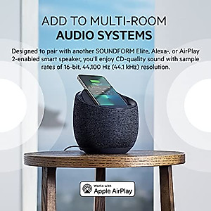 Belkin SOUNDFORM Elite Hi-Fi Smart Speaker + Wireless Charger (Alexa Voice-Controlled Bluetooth Speaker) Sound Technology By Devialet, Fast Wireless Charging for iPhone, Samsung Galaxy & More - Black