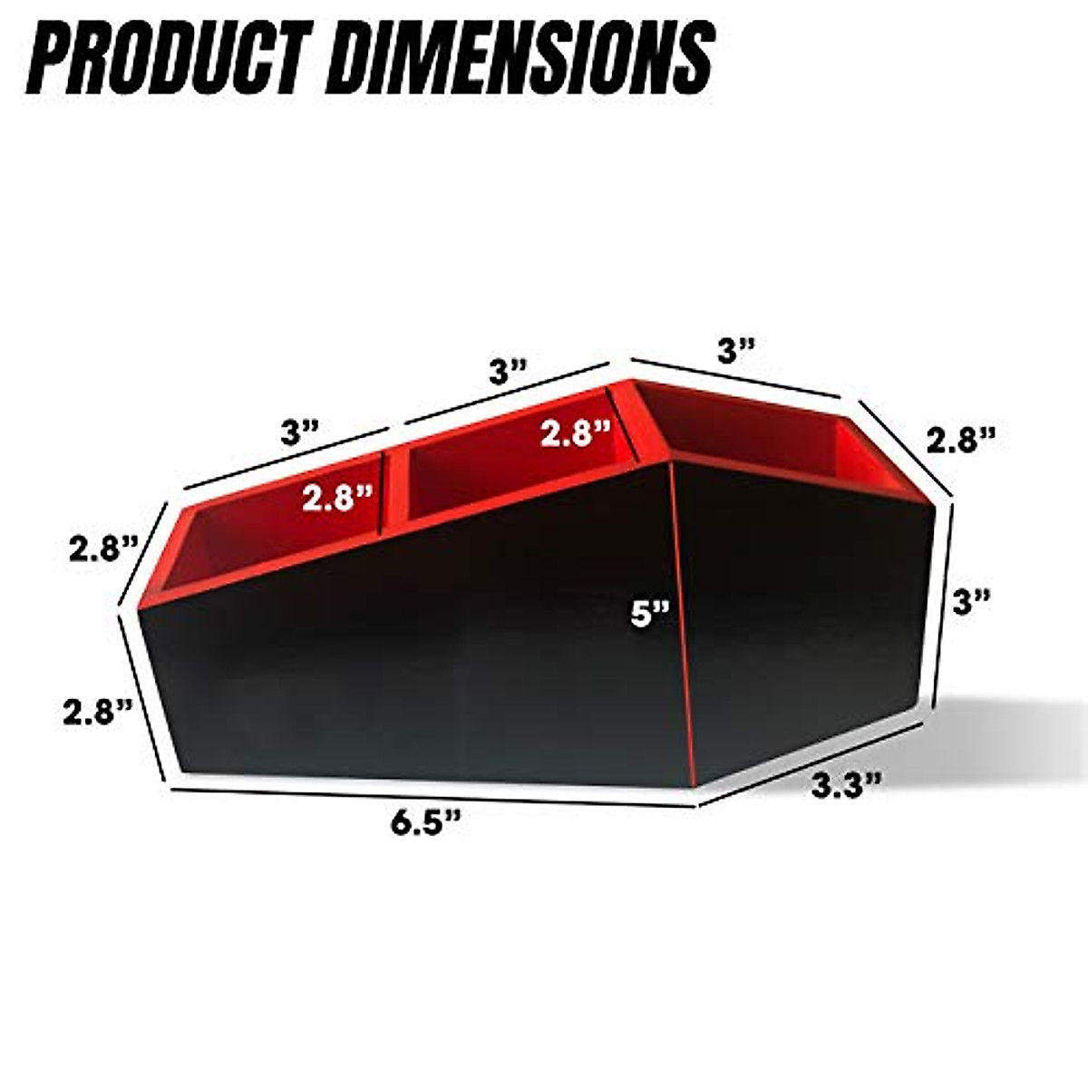 Underground Whispers Red Coffin Makeup Brush Holder - Triple Compartment Vanity Organizer and Desk Storage for Lipstick & Eyeshadow Pen - Skincare Cosmetic Display Cases for Bathroom (Red)