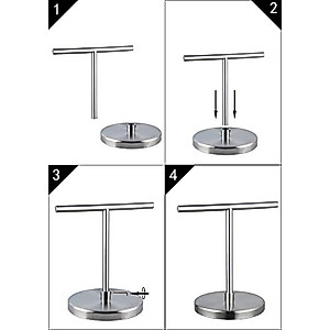 GERZ SUS 304 Stainless Steel Hand Towel Holder Standing Tree Rack for Bathroom Vanities Countertop, Brushed Finish