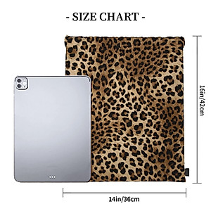 LAKUERVI Drawstring Backpack Bag Brown Leopard Print Sports Gym Sack Wildlife Animal Skin Pattern Drawstring Bag String Bag Decorative Shopping Sports Yoga Travel Backpack For Men Women