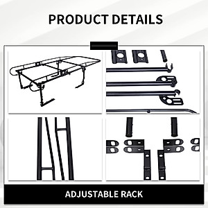 7BLACKSMITHS 1000 LBS Adjustable Truck Contractors Rack Ladder Pickup Kayak Lumber Rack Side Bar Long Cab Full Size 60"(W) x 138"(L) x 34"(H) (You Will get 2 Boxes)