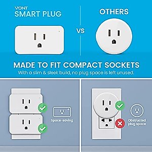 Vont Smart Plug [1 Pack] Alexa Smart Plugs, WiFi + Bluetooth, No Hub Required, Smart Home, Google Home & IFTTT, Voice Command, Timer & Schedules, Control Anywhere, Vacation Mode, ETL & FCC Certified