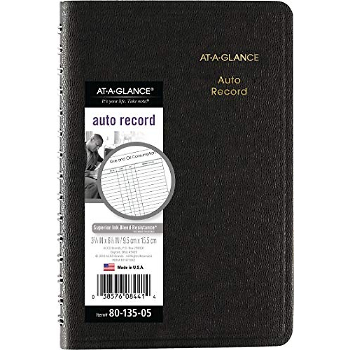 AT-A-GLANCE Auto Mileage Log Record Book, 3.75 x 6.12 Inches, Black (AAG8013505)