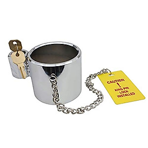 Mytee Products 5th Wheel King Pin Lock - Heavy Duty Chromed Solid Steel Anti Theft for RVs, Container, Trailers with Warning Tag & 2 Keys (4 - Pack)