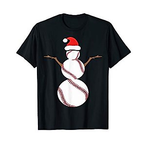 Baseball Snowman Cute Christmas T-Shirt