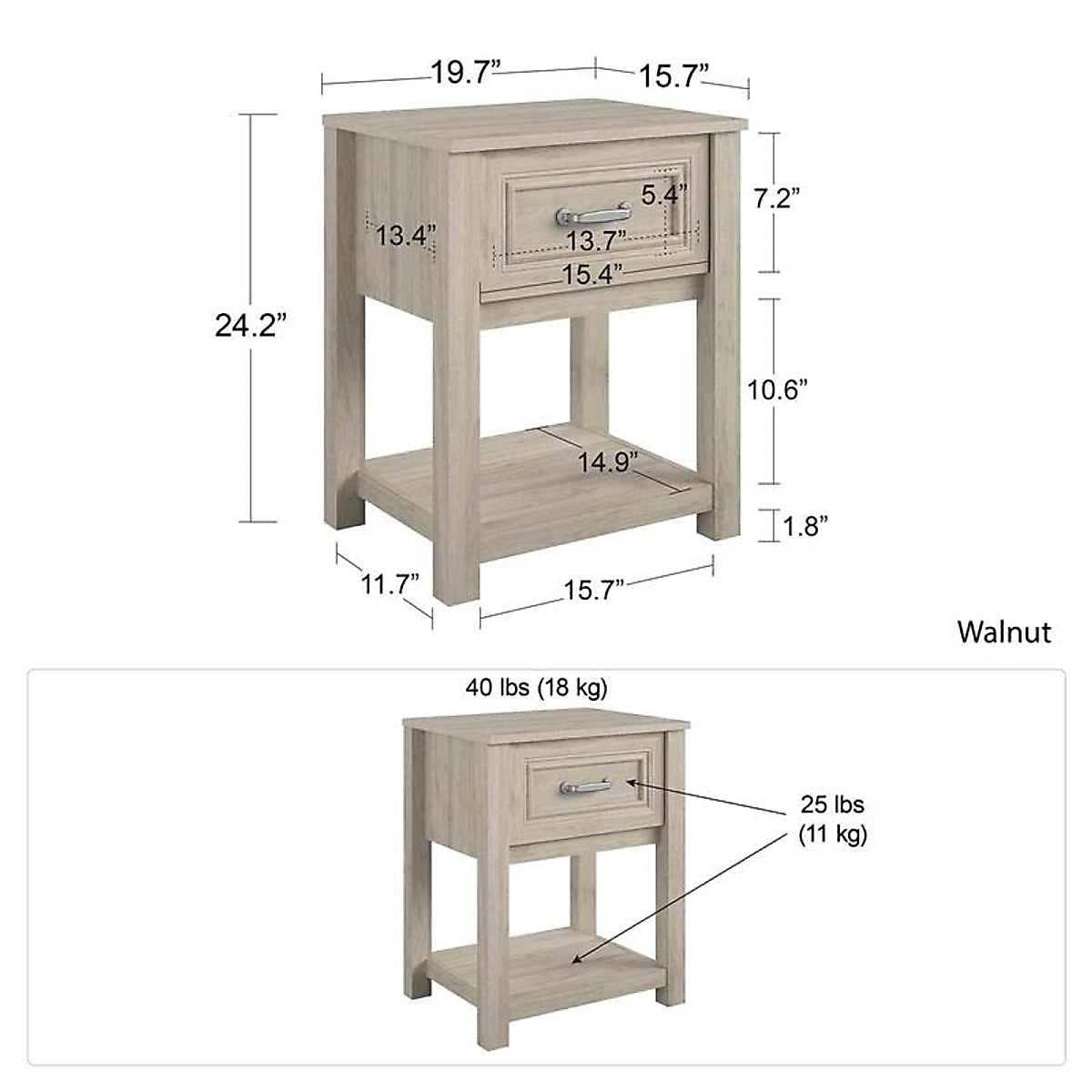 Little Seeds Sierra Ridge Levi Kids, Walnut Nightstand