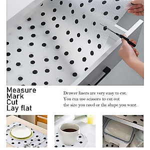3 Rolls Shelf Liner for Cabinets and Drawer, Non Slip Refrigerator Liners, Non-Adhesive Waterproof Oil-Proof Eva Placemats, Can Be Cut Storage Shelf Mats for Desk, Dresser and Cupboard (Polka Dots )