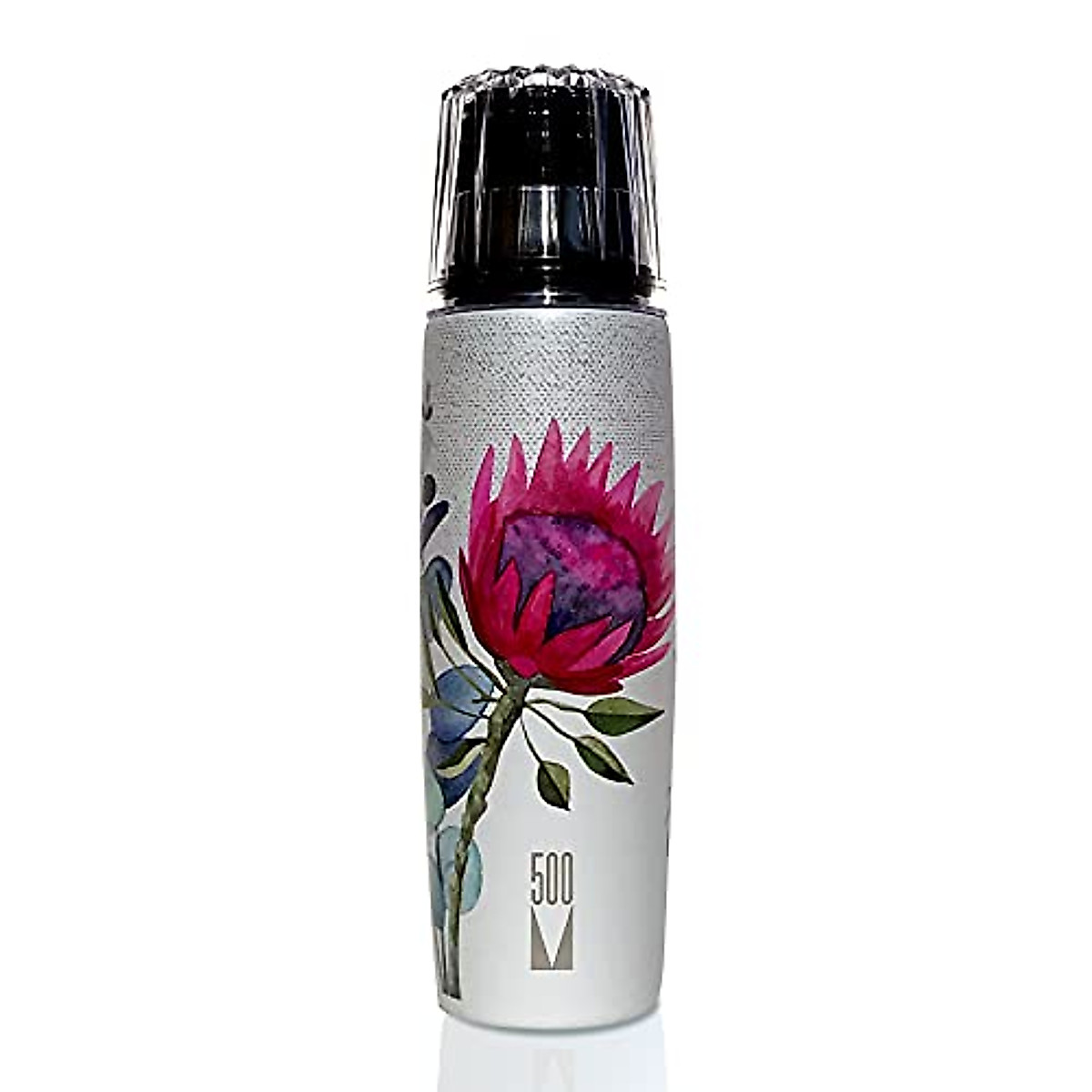 Simple Clean Stuff-V500-Stainless Steel Bottle, Triple Layer Insulate Vacuum Travel Thermos, w/Crystaline Cup-Perfect for Wine, Cocktails, Beverages like Tea/Coffee-Hot 18 hrs/Cold 48 hrs-500ml/16.9oz