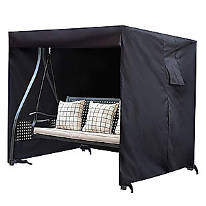 CAMPMOON Outdoor Patio Swing Cover 3 Seater Waterproof&Sunshade, 3 Triple Seater Hammock Swing Glider Canopy Cover for Garden, 87Lx64Wx66H Inch, Black