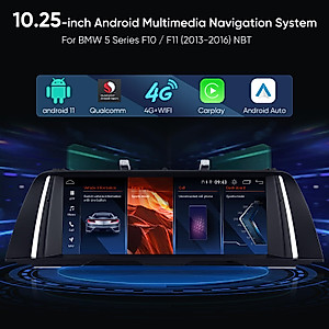 for BMW 5 Series F10 F11 (2013-2016) NBT Upgrade Radio Stereo Car Radio Qualcomm 665 (4GB + 64GB) Built-in 4G LTE GPS Navigation Wireless Apple CarPlay Android Auto10.25 inch Touch Screen 1920 x 720