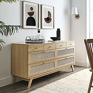 Modway Soma 8-Drawer Double Dresser in Oak