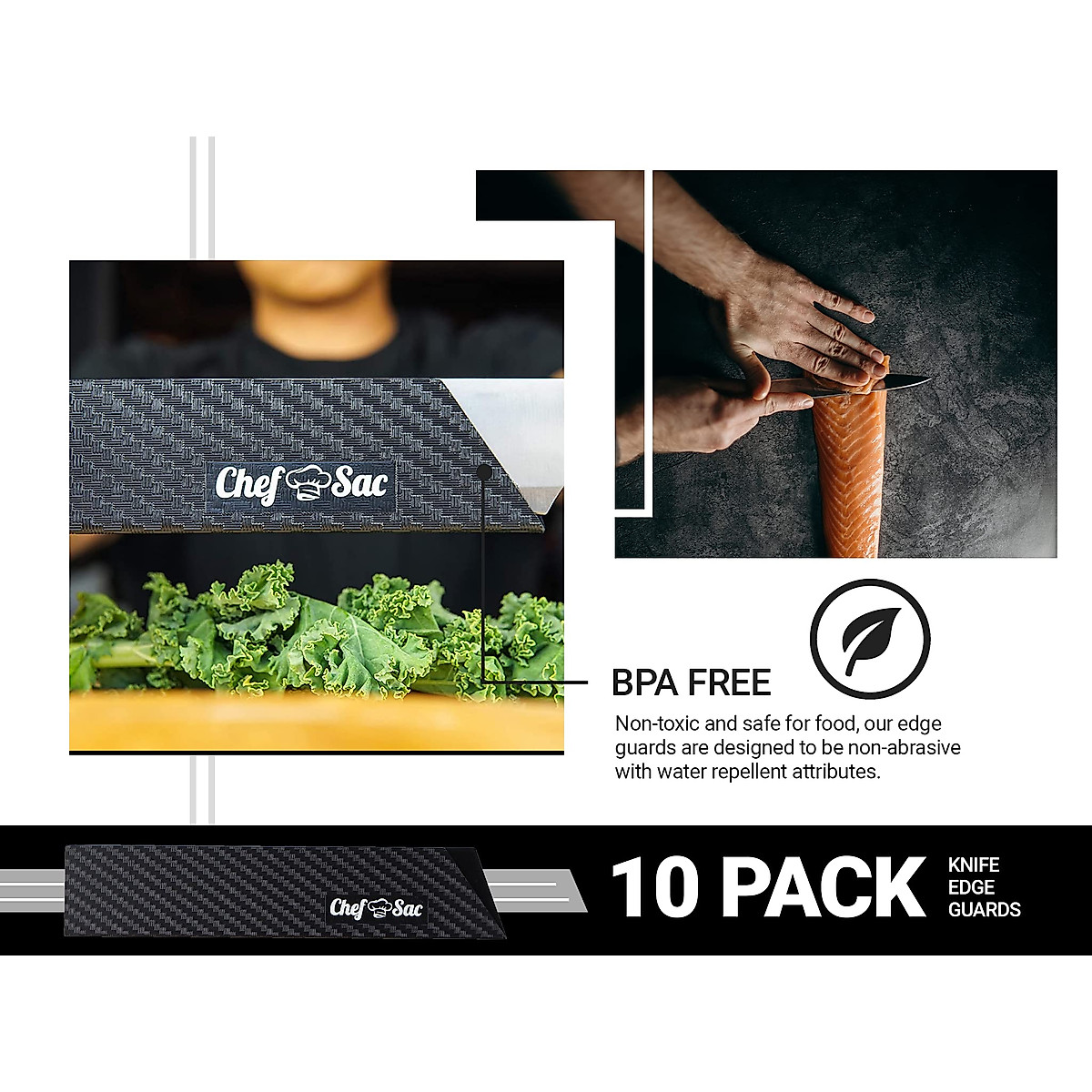 Chef Sac Elite Chef Knife Roll Bag with 10-Pack Knife Guards Included