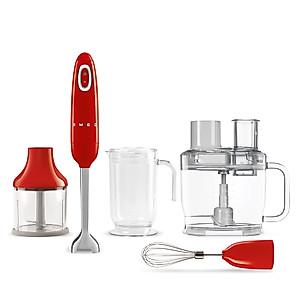 SMEG Hand Immersion Blender and Food Processor, Red