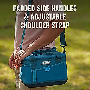 Coleman Ocean Blue 18-Liter Soft Cooler with 4-Way Stretch Mesh Pockets, Padded Handles, and Durable Protective Base
