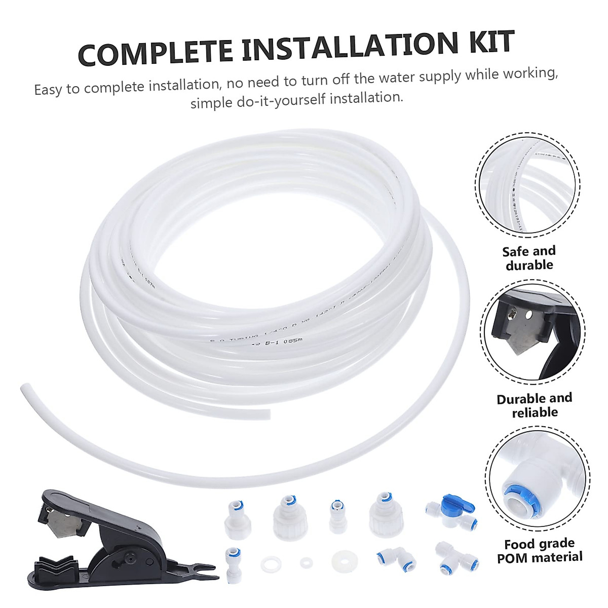 Angoily 1 Set Ice Machine Accessories Refrigerator Water Supply Kit Water Connection Kit 1/4 Tubing Water Line Splitter Fridge Water Line Kit Fittings Ao Cooler White Hose Water