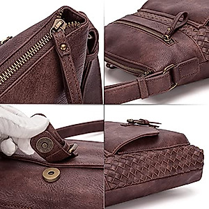 KouLi Buir Crossbody Purses for Women - PU Leather Shoulder Handbags Sling Bag Crossboby Bags Medium Multi Pockets (Dark Brown)