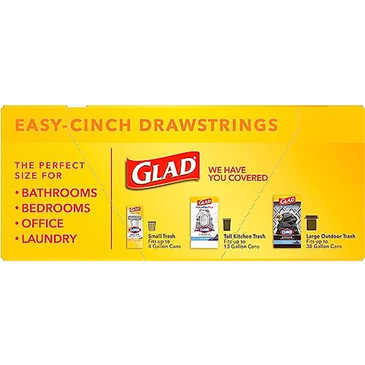 Glad Medium Drawstring Trash Bags, 8 Gallon, White, Fragrance Free, 26 Count, Pack May Vary