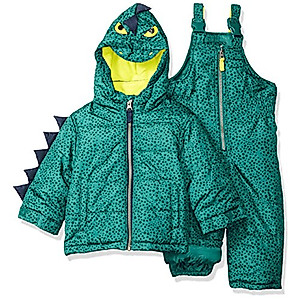 Carter's Baby Boys Character Snowsuit Set, Green Dinosaur, 24M