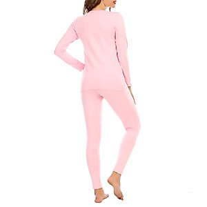 Century Star Thermal Underwear for Women Long Johns Set with Fleece Lined Base Layer Ultra Soft Women Thermal Set Pink Large