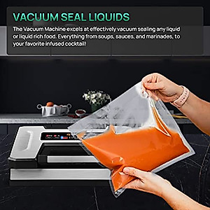 Vacuum Sealer, Vakumar 90Kpa Food Vacuum Sealer Machine Built-in Cutter & Bag Storage, Food Preservation Dry/Moist /Liquid Mode, Perfect for Liquid-Rich Foods Including Fresh Meats, Marinades, Sauces and More, Handle Locked Design