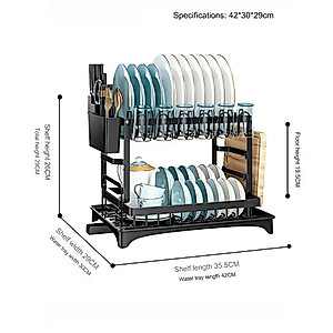 Dish Drying Rack, Removable Large Capacity Dish Drain Storage Rack, Stainless Steel Large Capacity Dish Drain Rack, Stainless Steel Drying Rack for Kitchen(White)