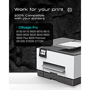 【Larger Capacity】 950XL 951XL High-Yield Ink Cartridges 4 Combo Pack, Replacement for HP 950 951 XL Ink Cartridges, Works with OfficeJet Pro 8600 8610 8620 8625 Printer (1BK/1C/1M/1Y)