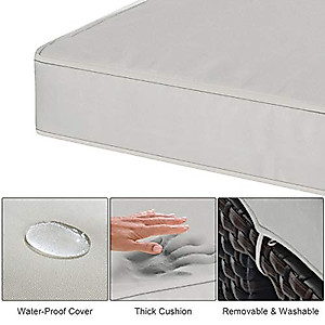 Tangkula 2 Pieces Outdoor Patio Ottoman, All Weather Rattan Wicker Ottoman Seat, Patio Rattan Furniture, Outdoor Footstool Footrest Seat w/Removable Cushions