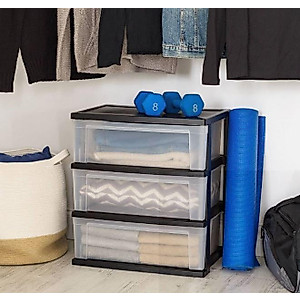 IRIS USA Wide 3 Drawer Plastic Storage Chests 2 Pack