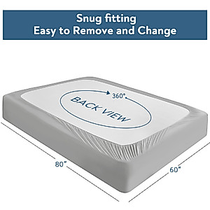 Queen Mattress Pad, Soft Quilted Air Mattress Topper Queen with Extra Deep Pocket, Breathable and Noiseless Air Mattress Cover Queen Size Mattress Pad Fits Up to 23 Inch, Grey