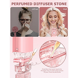 JENTXON Lady Handheld Fan, Rechargeable Small Personal Fan with 3 Speeds Setting, Powerful Quiet Pull-out Portable Fan, Mini Cooling Electric Fan for Girls Woman Office School Working Home - Pink