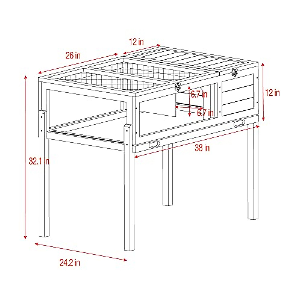 BIRASIL Wood Tortoise House, Indoor Turtle Habitat Reptile Cage, Tortoises Enclosure for Small Animals Lizards Hamster
