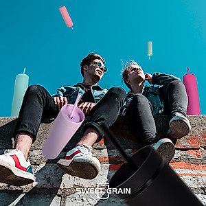 sweet grain Multicolor Skinny Tumblers with Lids and Straws(6 Pack) - 16oz Matte Pastel Colored Skinny Acrylic Tumblers, Double Wall Plastic Tall Skinny Tumblers Bulk for Cold Hot Drinks