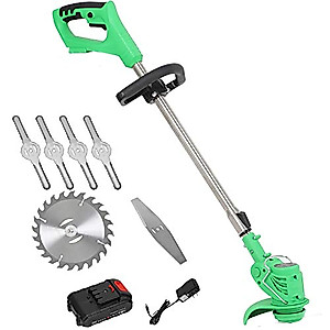 sazoley Cordless String Trimmer Edger 21V 450W Lawn Mower Rechargeable Grass Pruning Cutter Garden Tools with Telescopic Pole Replace Blade