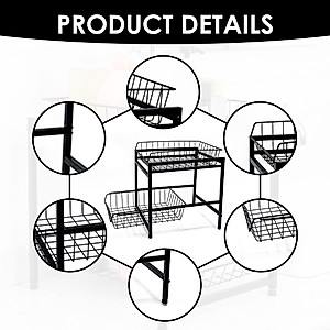 GlobalHome 2 Tier Under Sink Organizer, Sliding Basket Organizer, Kitchen Organizer, Bathroom Pull Out Organizer, Office Organizer 14.2"*12.6"14.6"