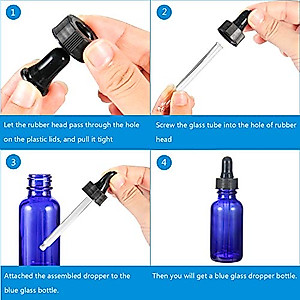 Ruckae Set of 24，1 oz Dropper Bottles with 2 Extra Fine Mist Sprayers, Funnel and Pen- 30ml Thick Cobalt Blue Glass Tincture Bottles with Eye Droppers - Leakproof Essential Oils Bottles