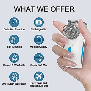 Portable Nebulizer - Nebulizers, Rechargeable Nebulizer Machine for Adults and Kids, Ultrasonic Nebulizer with Two Modes & Self-Cleaning Function for Breathing Problems, FSA and HSA Eligible