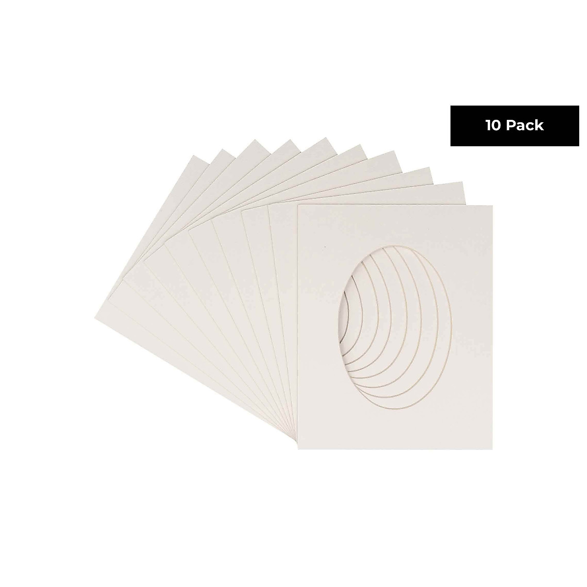 Textured White Acid Free 11x14 Oval Picture Frame Mat with White Core Bevel Cut for 8.5x11 Pictures - Fits 11x14 Frame - Pack of 10 Matboard Show Kits With Acid Free Backings & Clear Bags
