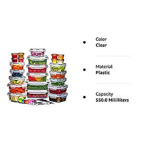 24 Pcs Airtight Food Storage Container Set - BPA Free Clear Plastic Kitchen and Pantry Organization Meal Prep Lunch Container with Durable Leak Proof Lids - Labels, Marker & Spoon Set