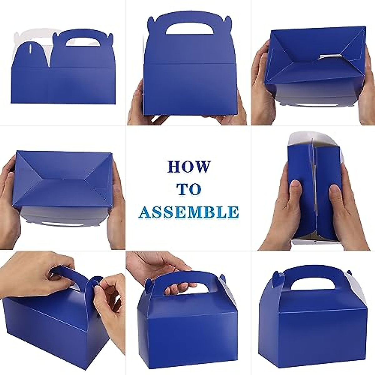 36 Pack Treat Boxes Gable Boxes Party Favor Boxes Paper Gift Boxes for Baby Shower, Birthday, Wedding Party 6.18 x 3.58 x 3.38 Inches (Navy Blue)