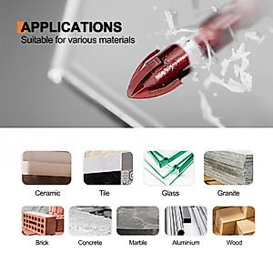 FEWELL Masonry Drill Bits 10 Pcs, Concrete Drill Bit Set Size 3/16" to 1/2", Professional High Cobalt Drill Bit Set for Tile Glass Metal Brick Concrete Ceramic Plastic Wood