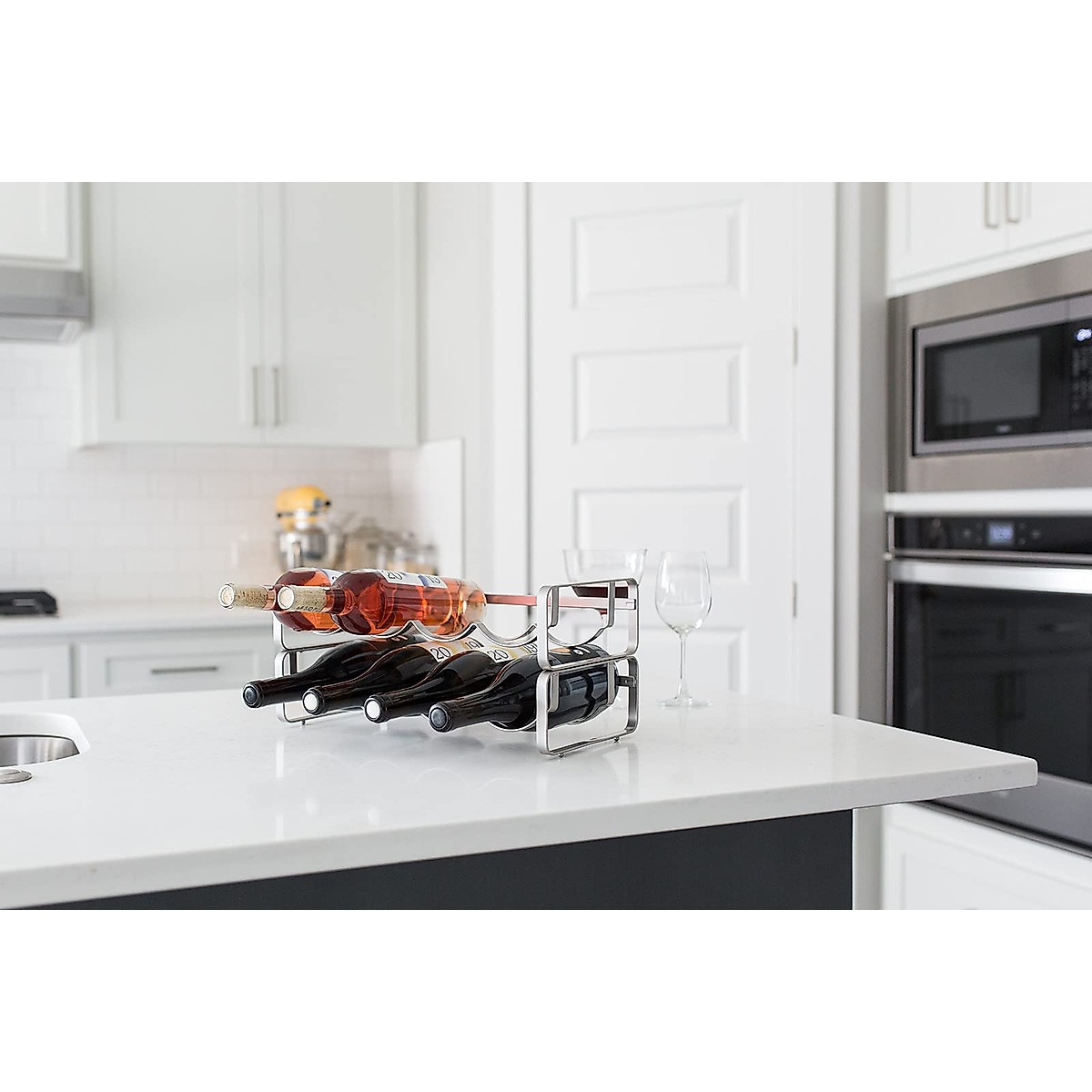 Better Houseware Silver Coated Steel Stackable Modular Wine Rack- 4 Bottles