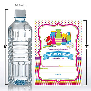 Pottery Painting Party Fill In Birthday Party Invitations, 20 5x7 Fill In Cards with Twenty White Envelopes by AmandaCreation