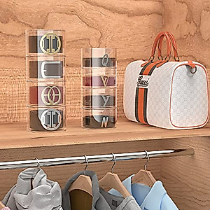 Belt Organizer Masqudo Acrylic 8 Pack Belt Holder Dispaly Case Storage Holder for Watches, Jewelry, Makeup, Bracelets, Rings