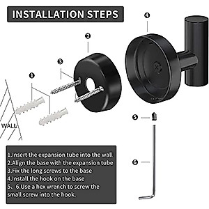 LGSFTBFS 6 Pack Black Towel Hooks, Bathroom Hook SUS304 Stainless Steel Coat Robe Clothes Hook Modern Hook Holder for Bathroom Kitchen Garage Hotel Office Wall Mounted