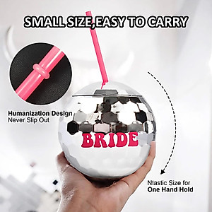 MGupzao Bride Disco Ball Cocktail Cup with Pink Straw Set of 1 Bachelorette Party Gift for Bridal Last Hoedown Bachelorette Party Decorations