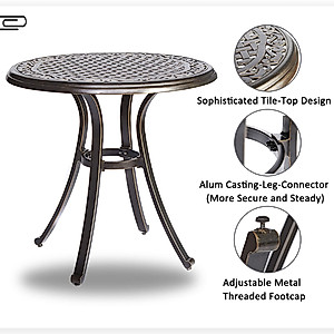 CASUAL WORLD 3 Piece Aluminum Outdoor Bistro Set, 2 Cushioned Swivel Rocker Chairs and Cast Aluminum Patio Dining Table, Weather-Resistant Patio Furniture Set for Backyard, Patio, Lawn, Garden