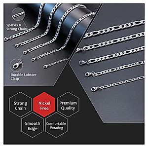 Monily Mens Chain 4MM 18 Inches Stainless Steel Figaro Necklace for Women Mens