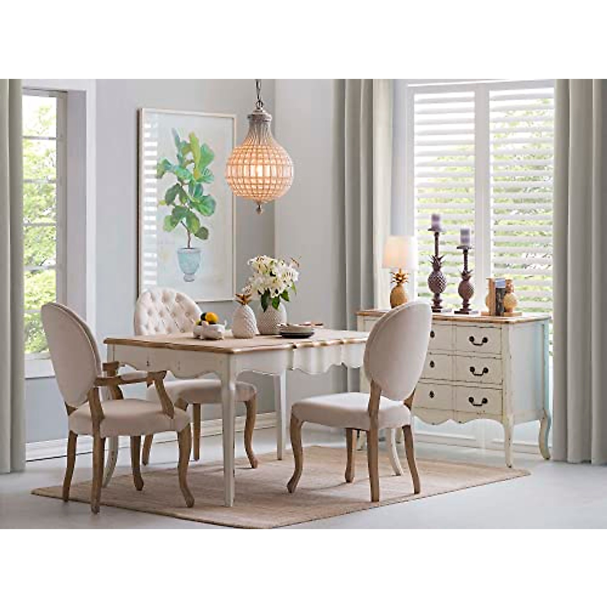 Creative Co-Op Resin Pineapple Table Lamp with Linen Shade, Distressed Gold