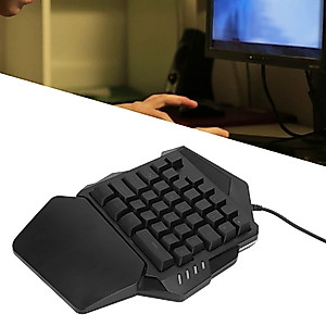 Acogedor One Handed Macro Mechanical Keyboard, 35 Keys Portable Mini Gaming Keyboard with RGB Backlight, 5 Multimedia Keys for Playing Games